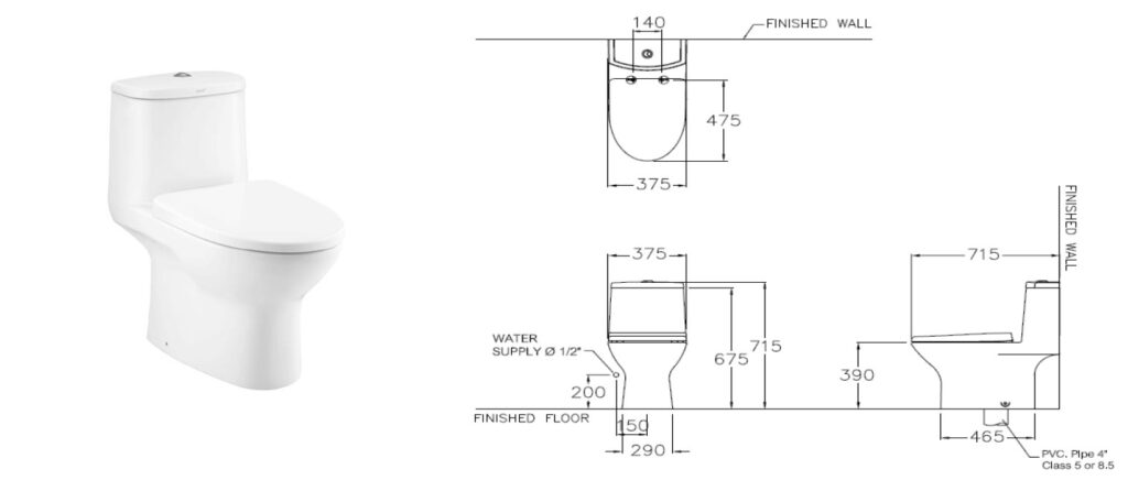 C105327 Micc One piece toilet Touchless&Antibac - Royal Ceramic